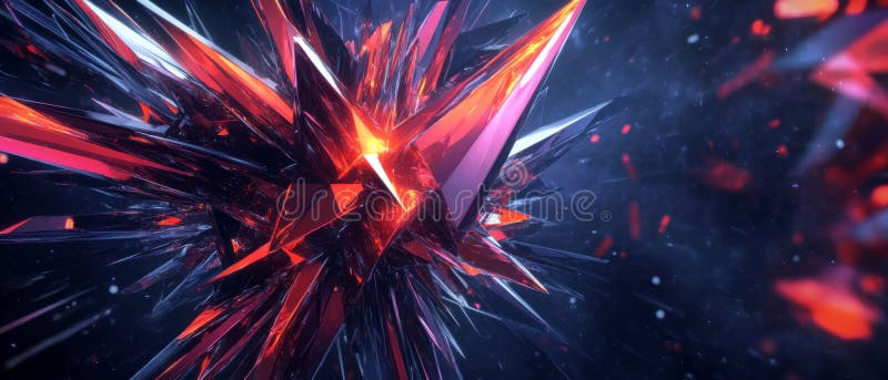 A Close-Up of a Sharp, Red, Glowing Crystal with a Blurred Background ...