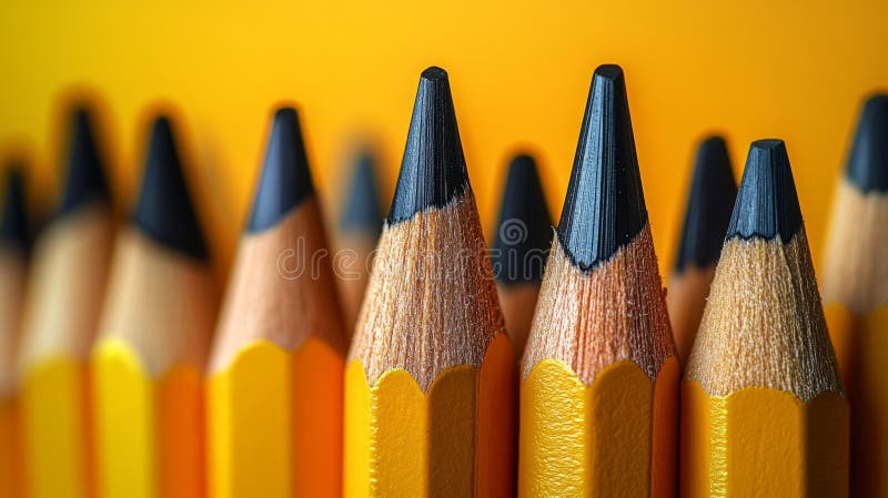 Close-Up of Sharp Yellow Pencils Generative AI Stock Illustration ...