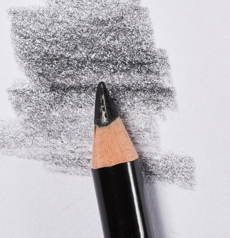 Close Up of a Sharpened Black Pencil with Visible Graphite Shading on ...