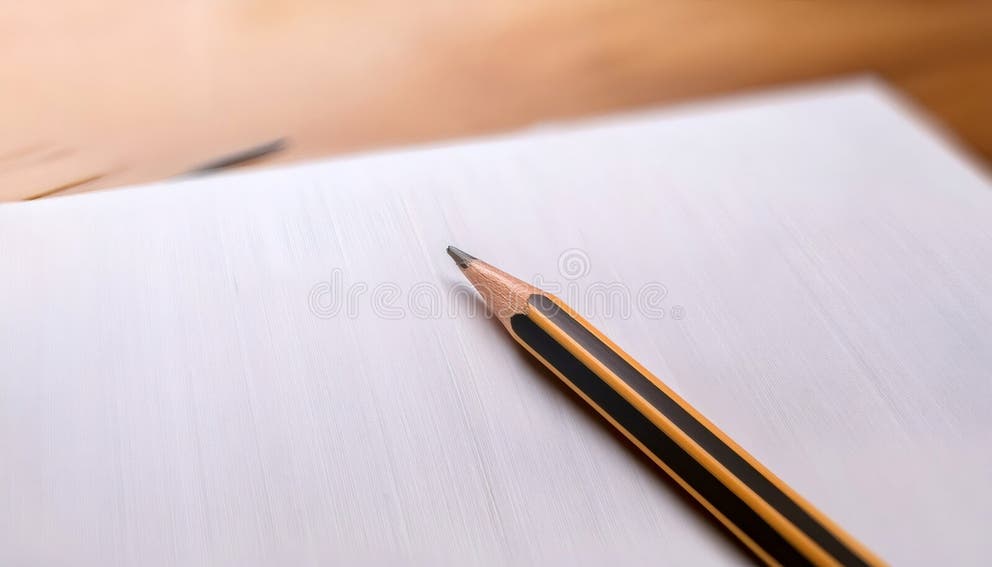 Close Up of a Sharpened Graphite Pencil Resting on a Blank Page of a ...