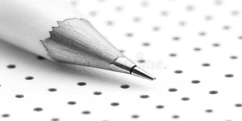 Close Up of a Sharpened Pencil on a White Surface with Black Dots in a ...