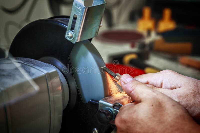 Sharpening the Metal Cutter on the Grinding Machine Stock Photo - Image ...