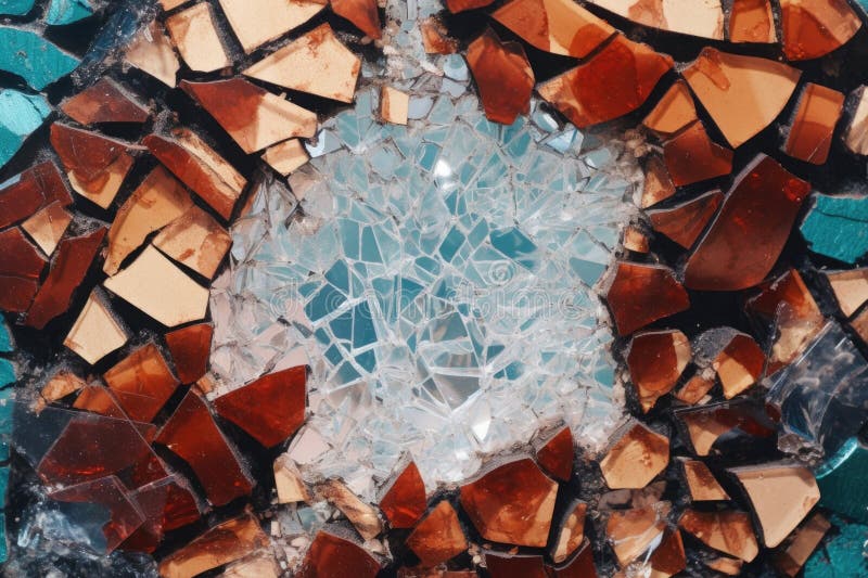 Close-up of Shattered Glass and Broken Bricks Stock Illustration ...