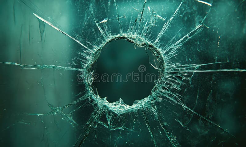 Close Up Shattered Glass Circular Hole Sharp Edges Stock Photos - Free ...