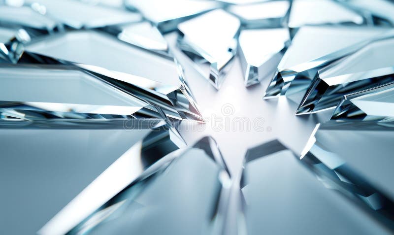 Close-up of Shattered Glass Creating Intricate Patterns, Highlighting ...