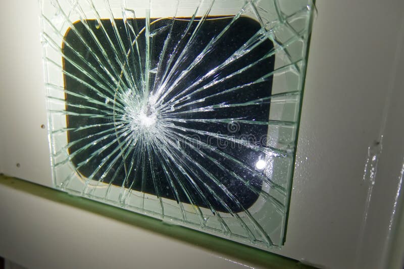 Close-Up of Shattered Glass Panel Stock Photo - Image of window ...