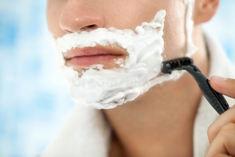 Close up of shaving stock image. Image of lips, morning - 34674525
