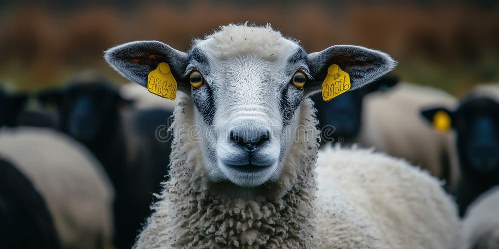Close-up of Sheep with Ear Tags in a Flock on a Farm Stock Image ...
