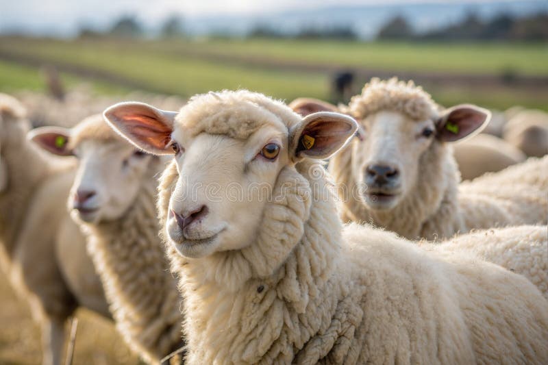 Close-up of Sheep in a Field. Stock Illustration - Illustration of ...