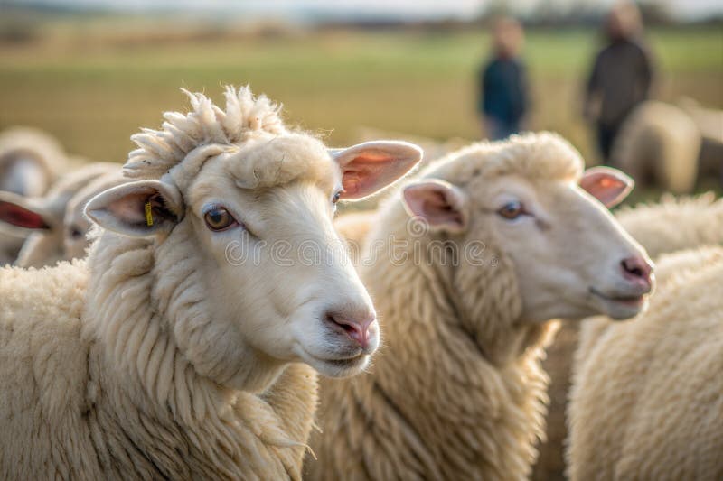 Close-up of a Sheep in a Field. Stock Illustration - Illustration of ...