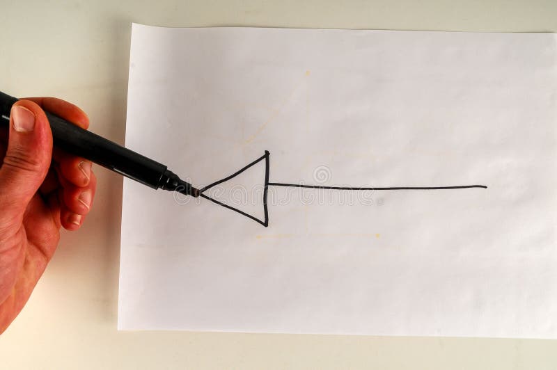 Close-up of Sheet with Drawing Arrow Stock Image - Image of closeup ...
