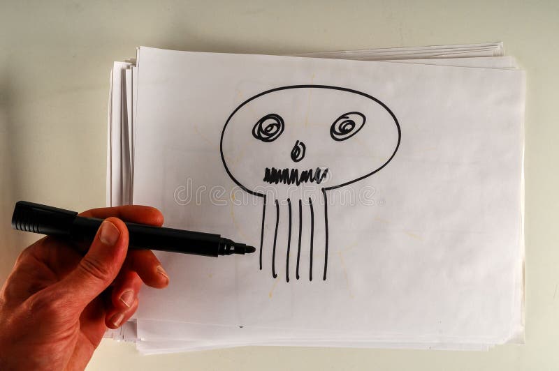 Close-up of Sheet with Drawing Stock Image - Image of horizontal ...