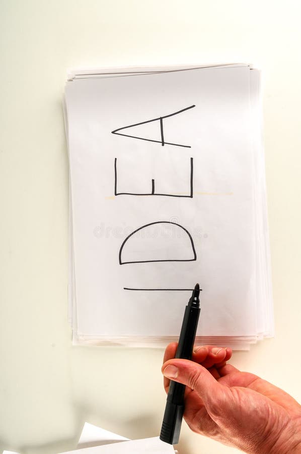 Close-up of Sheet with Drawing Idea Stock Photo - Image of modern ...