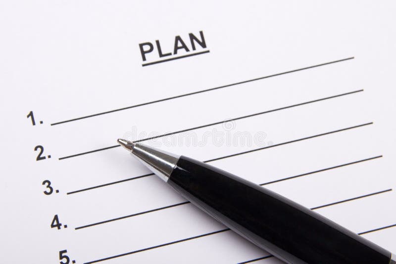 Close Up Of Sheet Of Paper With Plan And Pen Stock Photo - Image: 52827491