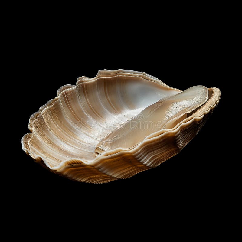 A Close Up of a Shell on a Black Background Stock Illustration ...