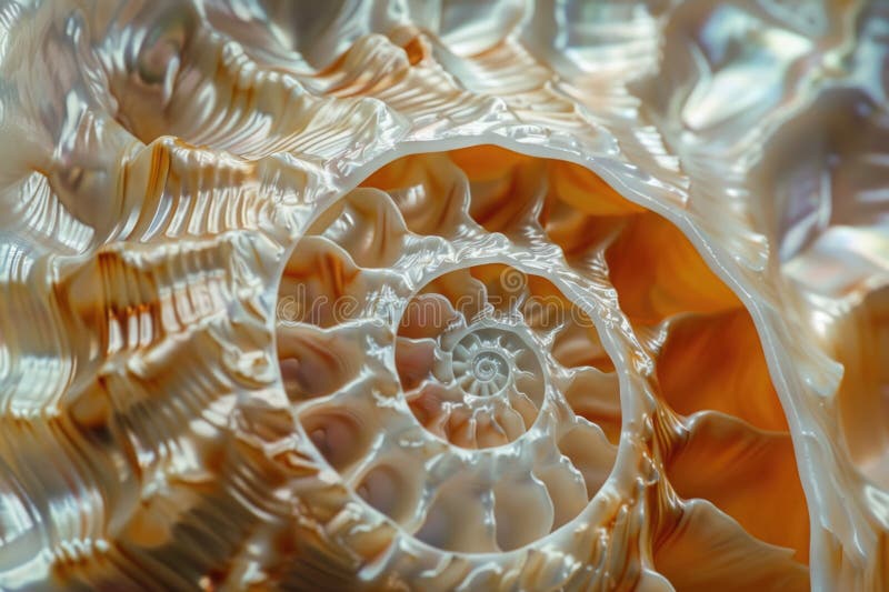 Close Up of a Shell with a Spiral Design. Perfect for Marine and Nature ...