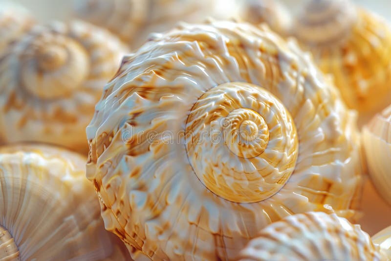 A Close Up of a Shell with a Spiral Pattern with Generative AI Stock ...