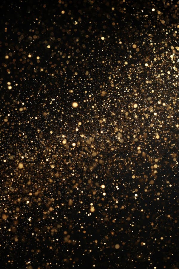 Close-up of Shimmering Gold Dust Particles Scattered on a Deep Black ...