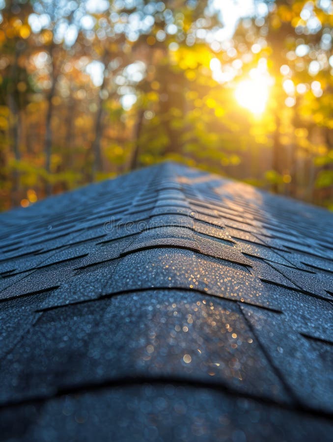 Close Up Shingled Roof Sunlight Shining Trees Stock Photos - Free ...