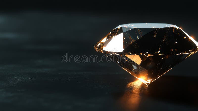 Close-up of a Shining Diamond with Soft Lighting on a Dark Surface ...