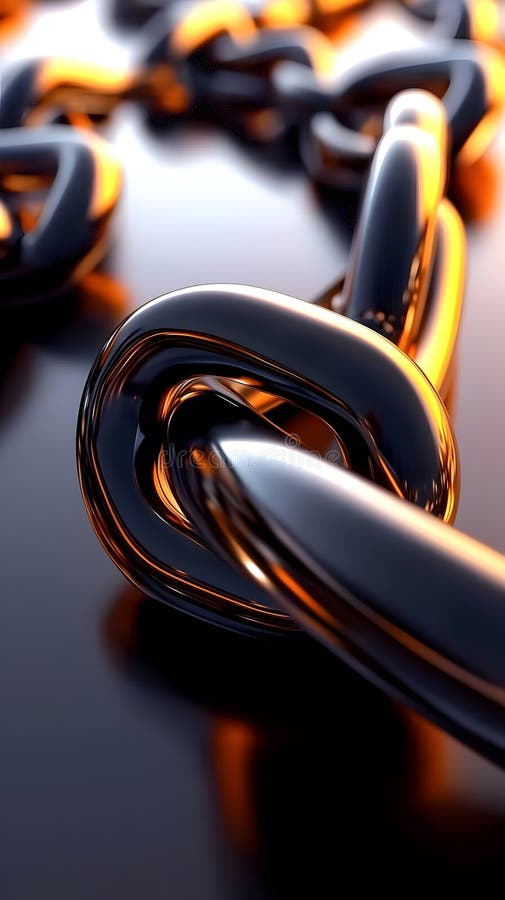 Close-up of a Shiny Black Chain Link Stock Illustration - Illustration ...