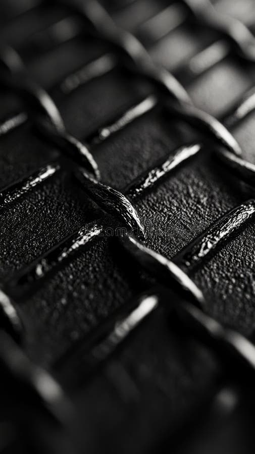 Close-up of Shiny Black Intertwined Wires Forming Grid Pattern on ...