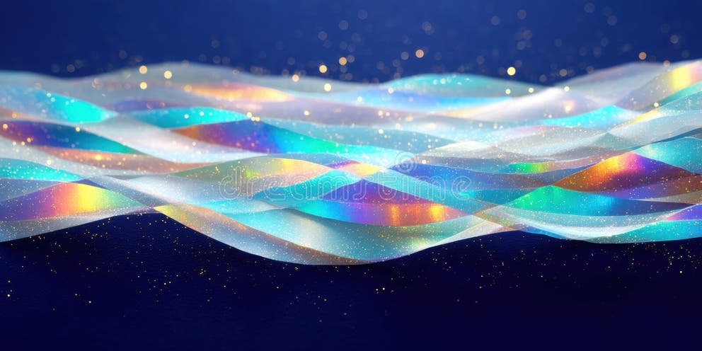 Close-up of a Shiny Blue Wave-shaped Material on a Smooth Blue ...