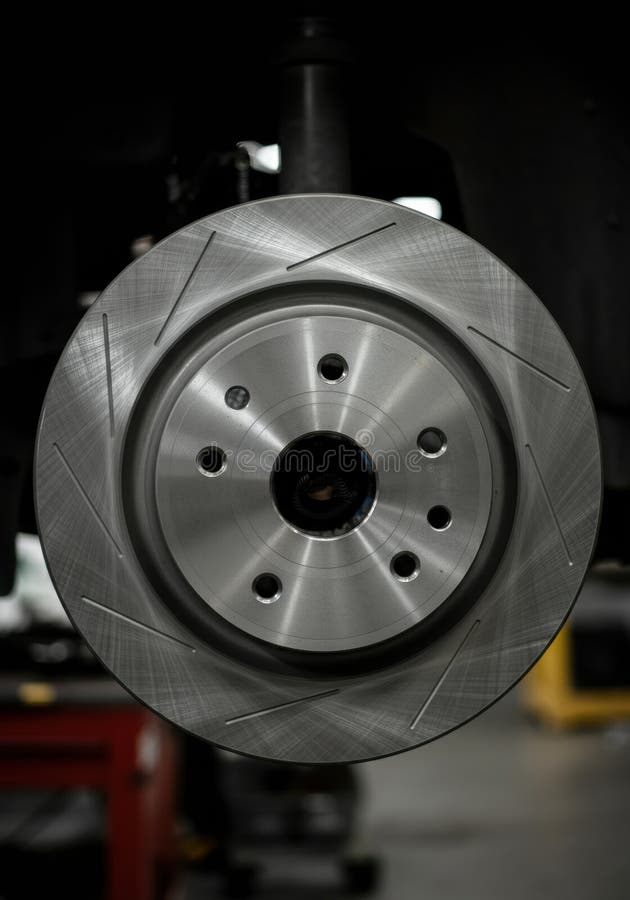 Close-up of a Shiny Brake Disc Showcasing Intricate Design and ...