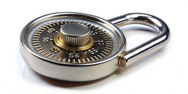Close-up of a Shiny Combination Lock Against a White Background Stock ...