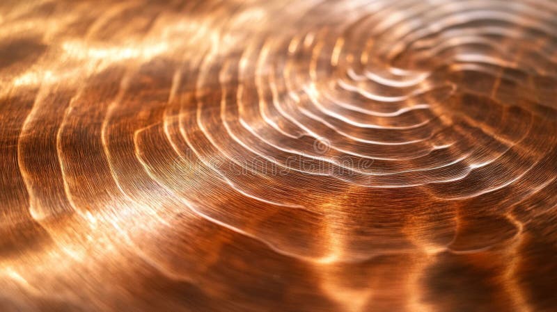 Close-up of a Shiny Copper Surface with Circular Patterns Stock ...