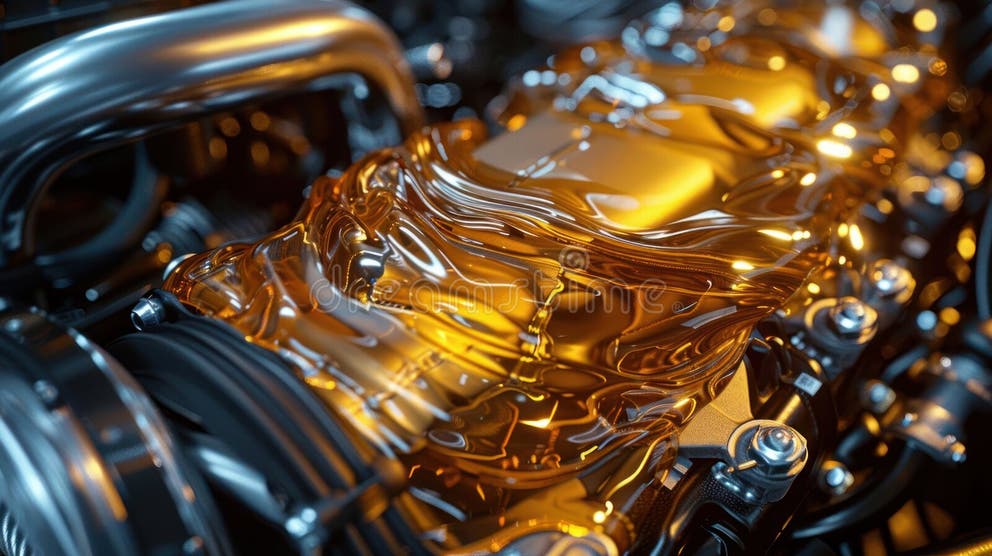 A Close-up of a Shiny Engine Component Showcasing Fluid Dynamics and ...