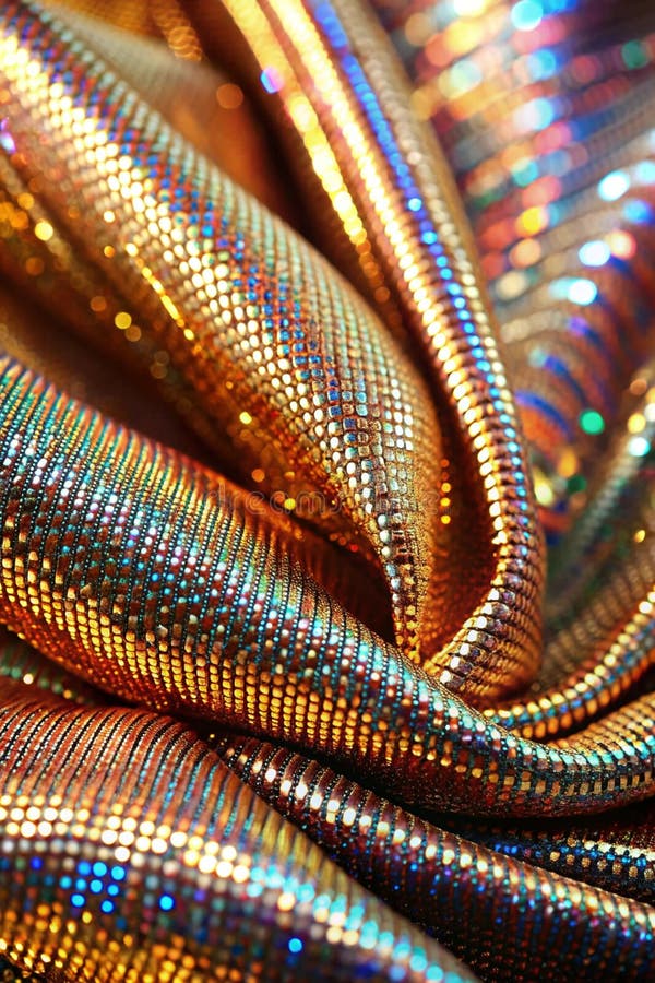 Close-Up of Shiny Fabric Details, Reflective Textile Texture Stock ...