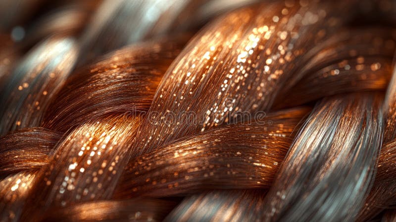 Close-up of a Shiny, Golden-brown Braided Texture. Stock Photo - Image ...