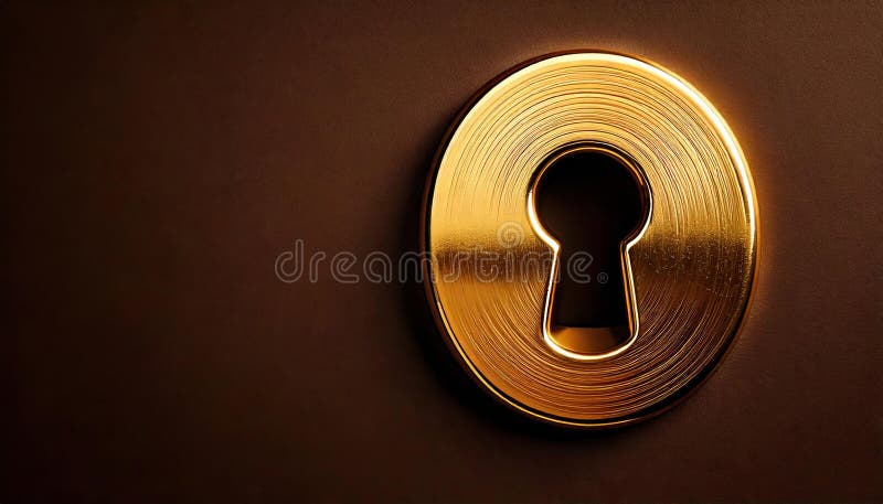 Close-up of a Shiny Golden Keyhole Against a Dark Background Stock ...