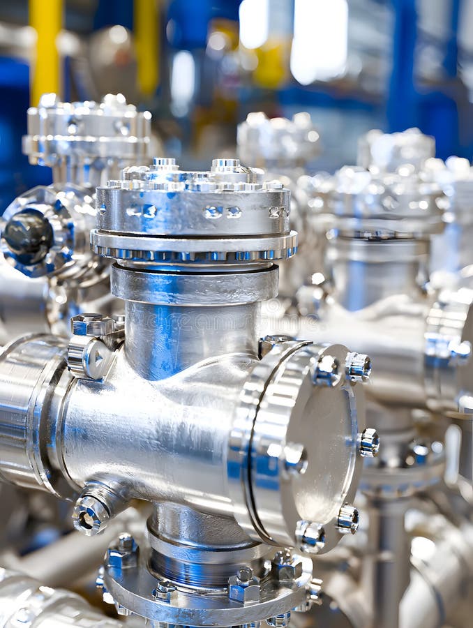Close-up of Shiny Industrial Valves and Pipes Stock Image - Image of ...