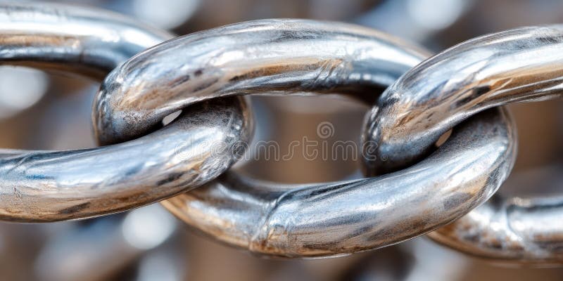 Close-up of Shiny Metal Chains Linked Together in a Strong Connection ...