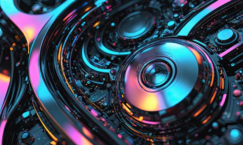 A Close Up of a Shiny Metal Object with a Blue Center. Stock ...