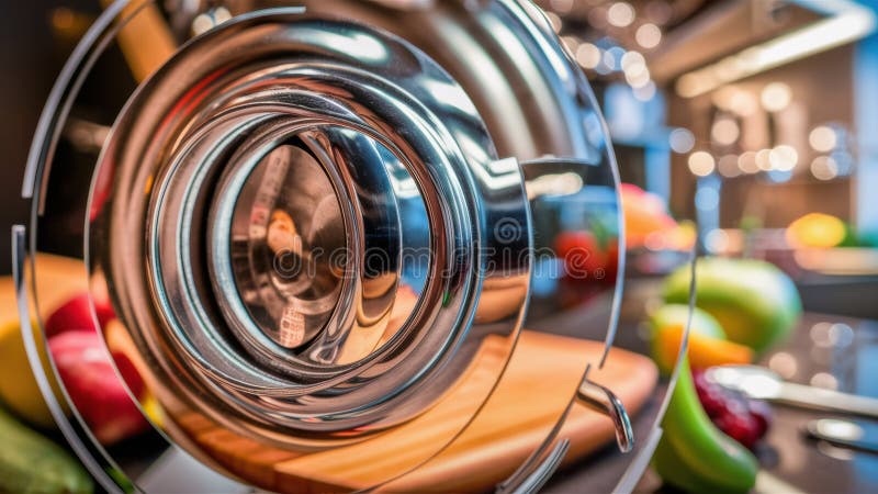 A Close Up of a Shiny Metal Object on Top of Some Fruit, AI Stock Image ...