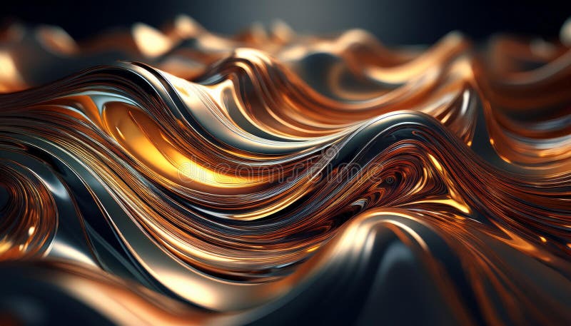 3D Liquid Metal Wave_ stock illustration. Illustration of light - 336980078