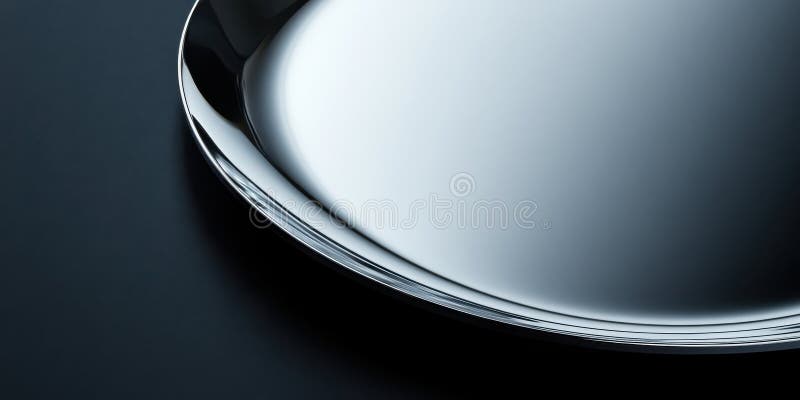 Close-up of a Shiny Metal Tray on a Dark Surface Reflecting Light Stock ...