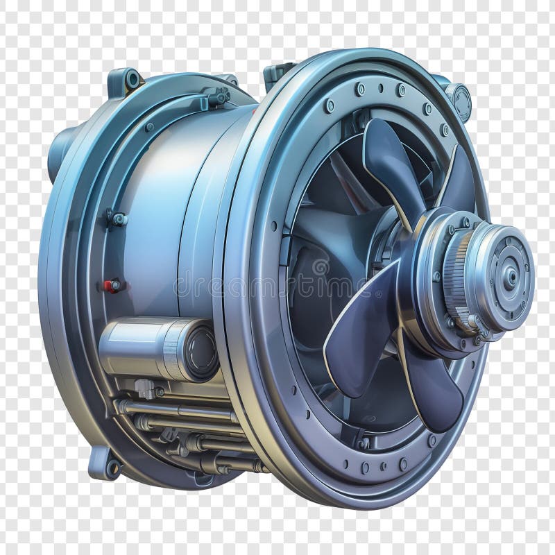 Closeup of a Shiny Metallic Engine with a Propeller Stock Illustration ...