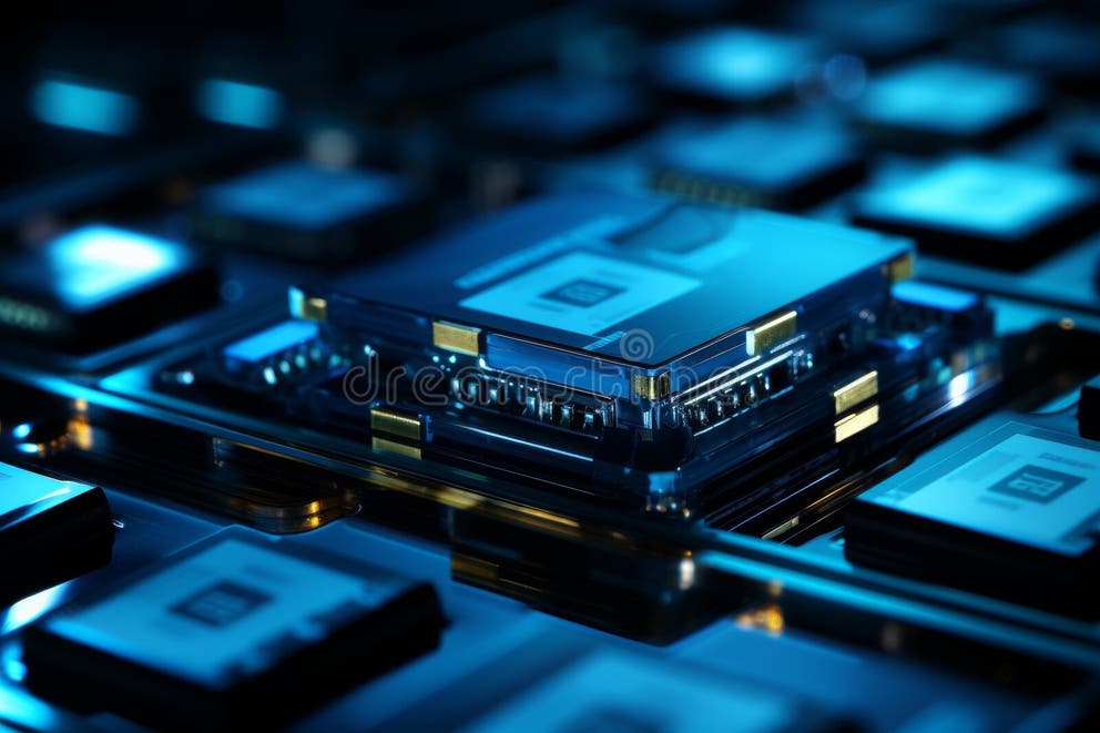 Close-up of a Shiny Modern Computer Processor Chip on Circuit Board ...