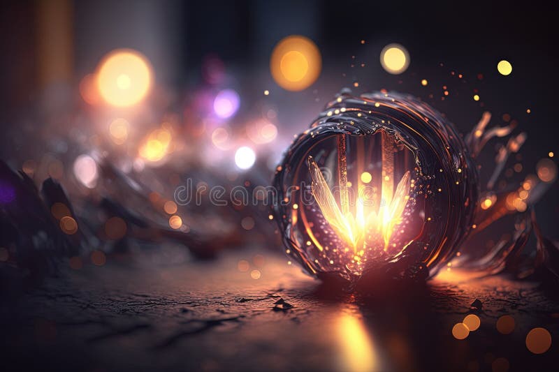 A Close Up of a Shiny Object on a Surface with Lights in the Background ...