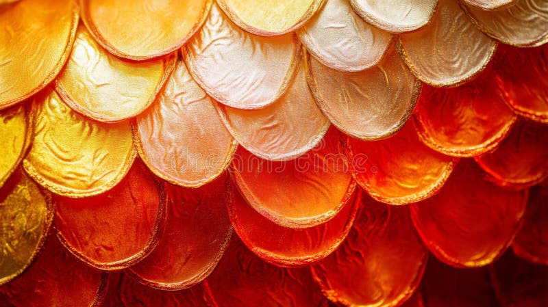 Close-up of Shiny, Overlapping, Golden, and Red Scales Stock ...
