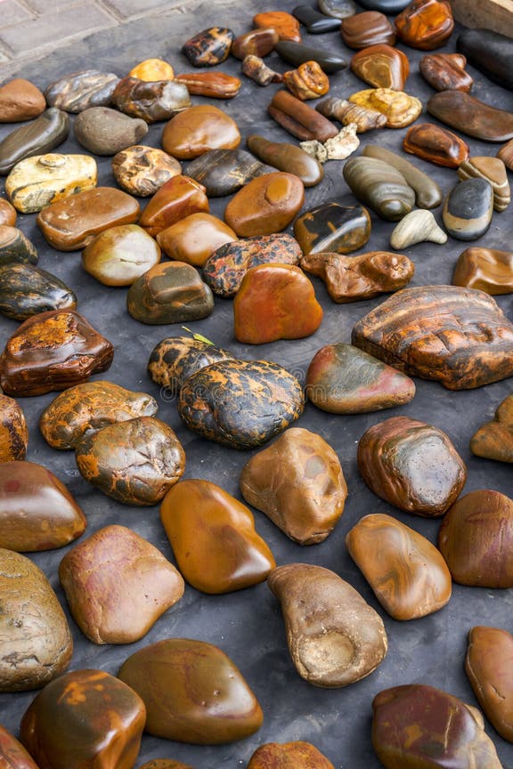 Close-up of Shiny Pile of Pebbles Stock Image - Image of rock ...
