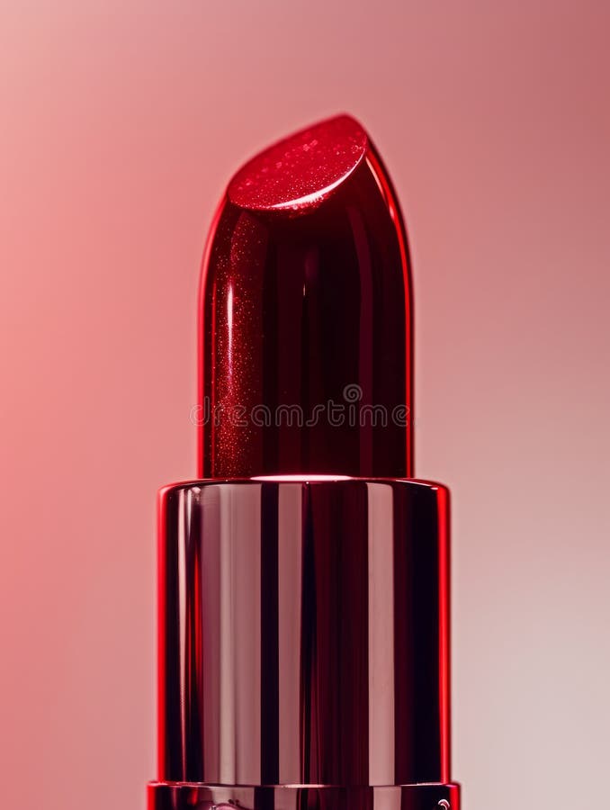 Close-up of a Shiny Red Lipstick with a Pinkish Background. Stock Photo ...
