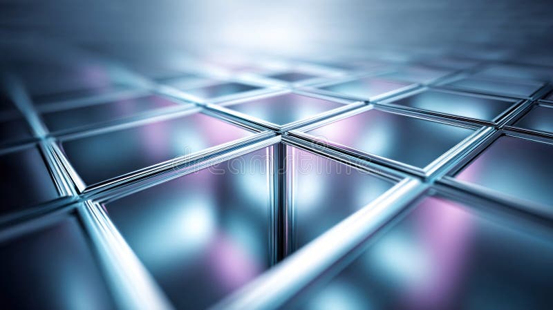 Close-up of a Shiny, Reflective Grid Pattern with a Metallic or Steel ...