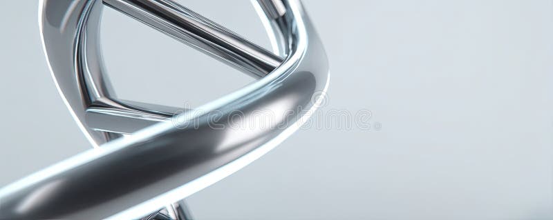 Close Up of Shiny Silver DNA Double Helix Structure on Light Gray ...