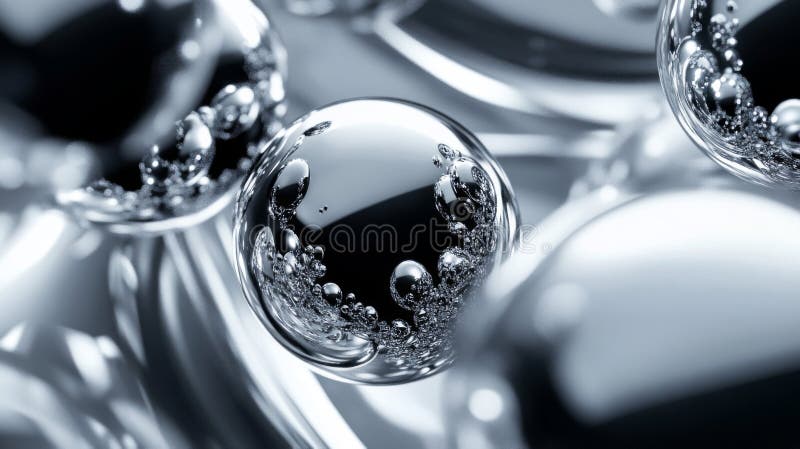 A Close-Up of a Shiny, Silver Orb with Bubbles Stock Illustration ...