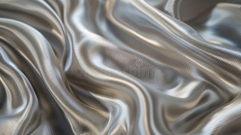 A Close Up of a Shiny Silver Silk Fabric with Waves. AIG51A Stock Photo ...